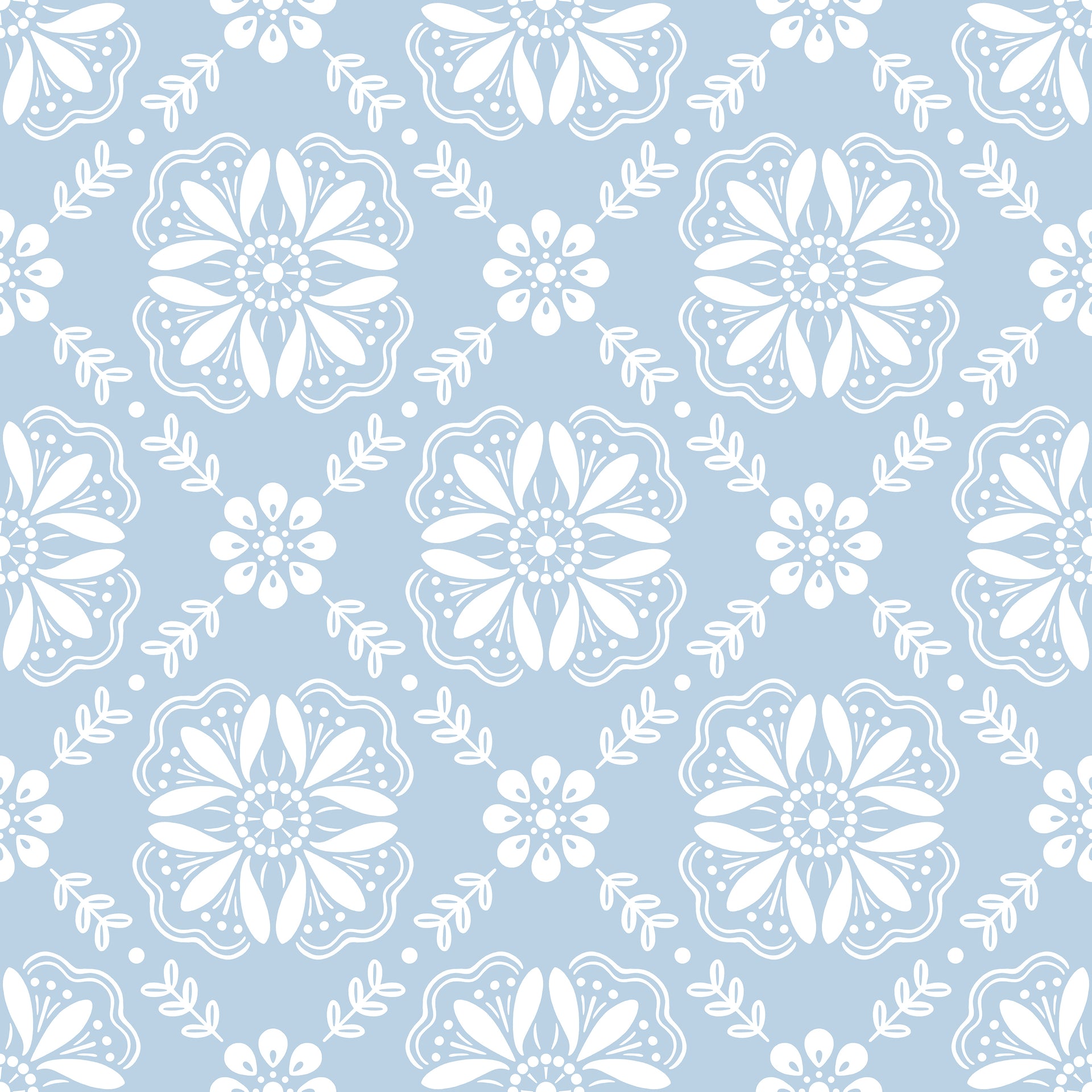 white wallpaper with blue pattern