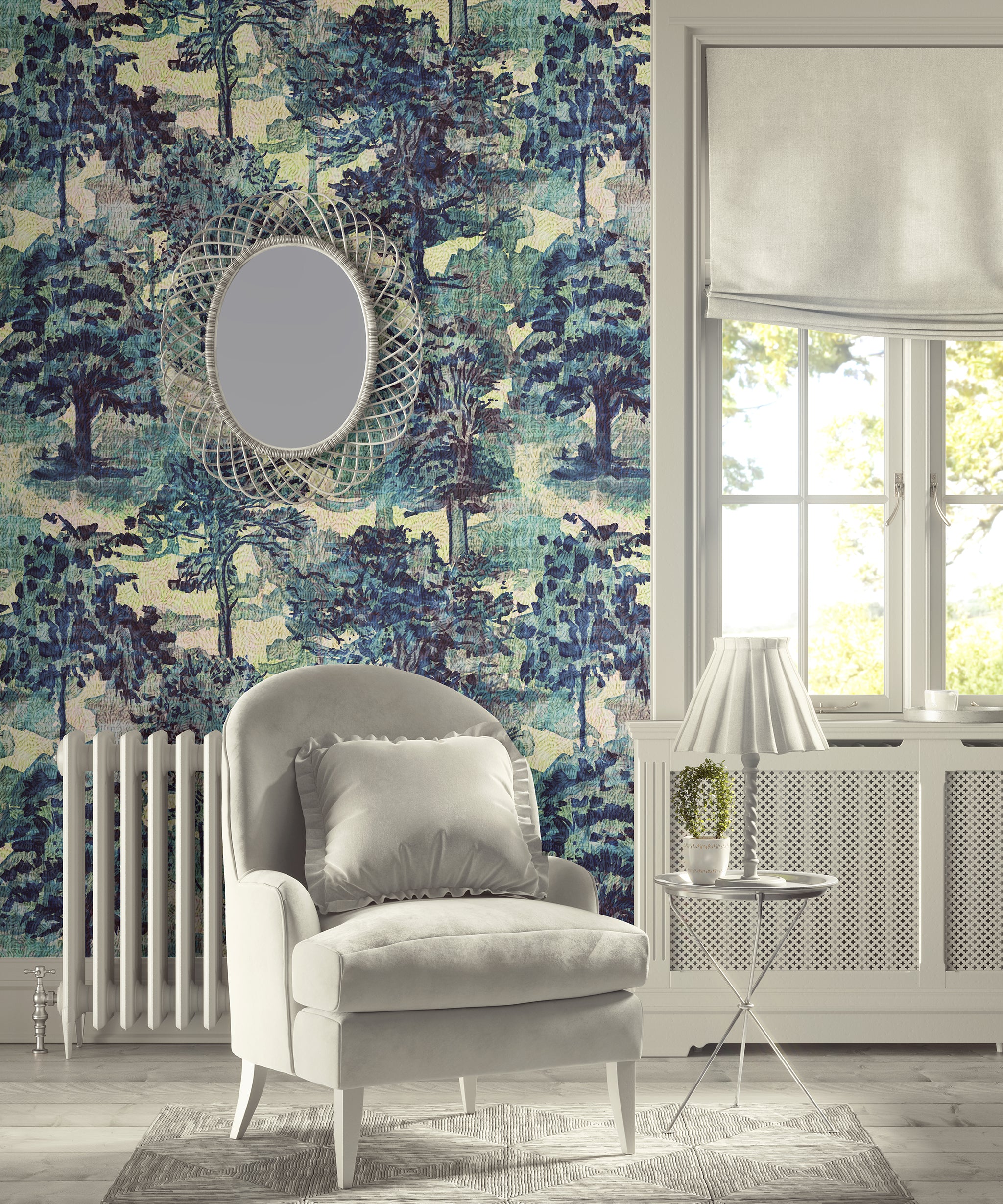 Green Forest Tree Scape Peel and Stick Wallpaper – Wimzy Walls